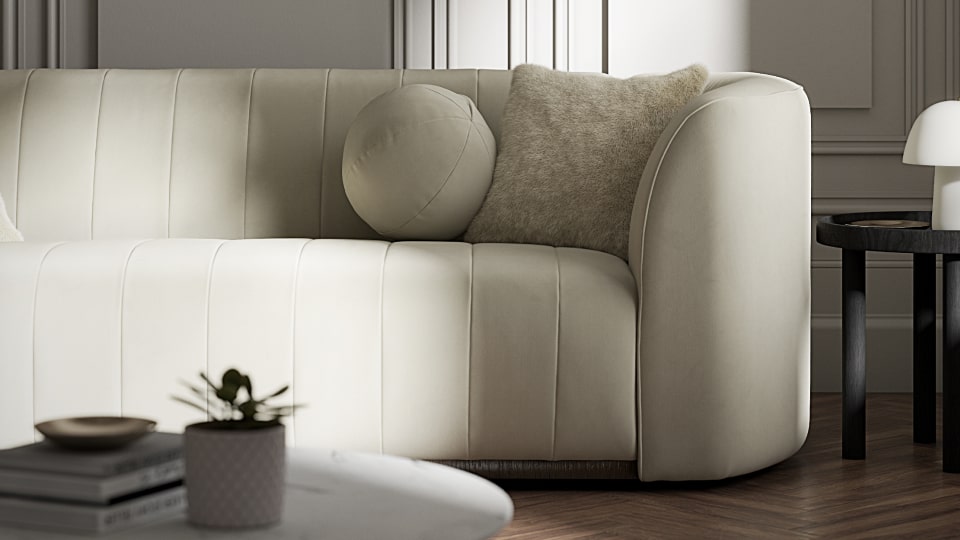 Sofology curved sofa in advert store